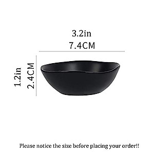 XinHuiGY Matte Ceramic Dipping Sauce Dishes,Black Sushi Soy Sauce Dipping Bowls Appetizer Plates with Irregular Edge Side Dish for Kitchen Home Housewarming (Black)