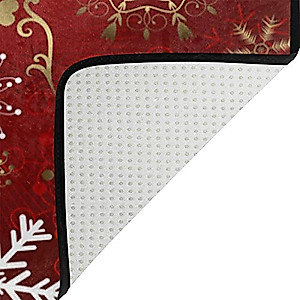 ALAZA Christmas Red Gold and White Snowflake Winter Area Rug Rugs for Living Room Bedroom 7' x 5'