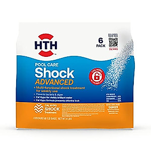 HTH Pool Care Shock Advanced, Swimming Pool Chemical Prevents Bacteria & Algae, Cal Hypo Formula, 1 lb (Pack of 6)