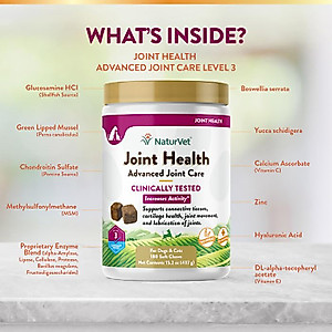 NaturVet Joint Health Level 3 Dog Soft Chew, 15.2 oz., Count of 180, 180 CT