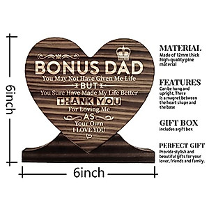 Stepdad Gift Wood Sign, Stepdad Gift for Birthday, Gift Wood Plaque Heart, Unique Gift Idea for Bonus Dad, Heart Wood Sign, Bonus Dad Plaque, Meaningful Gifts for Stepdad, Father's Day, Christmas