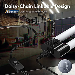 BBOUNDER 8 Pack Linkable LED Utility Shop Light, 4 FT, 4000 LM, 48 Inch Integrated Fixture for Garage, 40W Equivalent 250W, 5000K Daylight, Surface + Suspension Mount