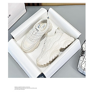 LELEBEAR Chunky White Sneakers Women, Fashion Mesh Platform Sneakers, Casual Jogging Walking Shoes with Cute Socks (White C, Adult, Women, 7, Numeric, US Footwear Size System, Medium)