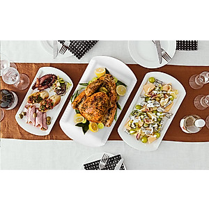 LIFVER Serving Platter Set,16"/14"/12" Large Turkey Platter Set of 3 + 10 Inches Rectangle Serving Plates Set of 4