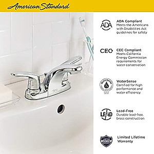 American Standard 7075200.002 Colony Pro Two-Handle Centerset Bathroom Faucet, 1.2 GPM, Polished Chrome