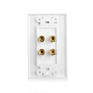 Cable Matters 2-Pack Speaker Wire Wall Plate (Speaker Wall Plate, Banana Plug Wall Plate) for 2 Speakers in White