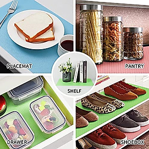 Elyum 12 Pcs Refrigerator Liners, Washable EVA Refrigerator Mats Fridge Shelf Liners Cuttable Fridge Mats Pads for Drawer Table Shelves Cabinet (4 Blue 4 Green 4 Pink, 17.7 x 11.4 Inch)