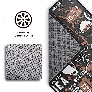 Kawani Coffee Kitchen Rugs and Mats Eat Signs Anti Fatigue Washable Door Mats for Home & Kitchen & Office Decor Cafe Memory Foam Runner Rug Non-Skid 39x20inch…