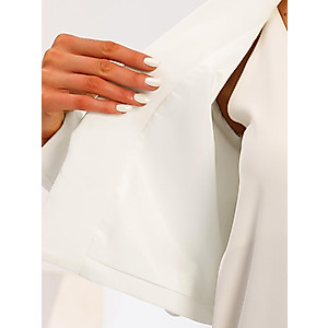 Allegra K Women's Lapel Collar Open Front Cardigan Office Work Business Casual Cropped Blazer Jacket Small White