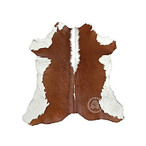 Genuine Calfskin Hereford Calf Hide Cow Skin Cowhide Rug Leather Area Rug 3 x 3 ft.