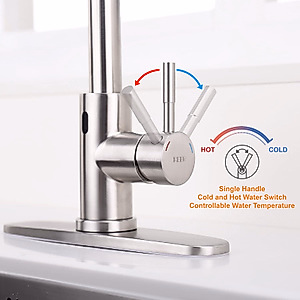 Touchless Kitchen Faucet with Pull Down Sprayer, Motion Sensor Kitchen Faucet with Kitchen Soap Dispenser, Single Kitchen Faucet High Arc Pull Out Faucet for Kitchen Sink RV Kitchen，Brush Nickel