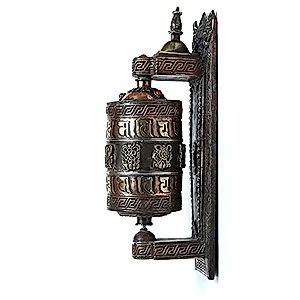 Foomantra Tibetan Wall Prayer Wheel - Crafted on Brass and Copper from Nepal