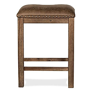 Hillsdale Furniture Willow Bend Stationary Backless Counter Height Stools, Set of 2, Antique Brown Walnut