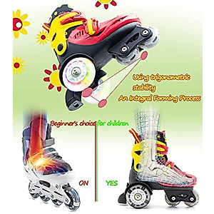 Quad Roller Skates for Kids Girls with Adjustable Size (Age 3-9), Double Brakes, Luminous Wheels, 3-Point Balance, Include Knee Pads Elbow Pads Wrist Guards