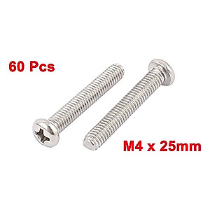 Uxcell a15070200ux0038 M4 x 25mm 304 Stainless Steel Phillips Round Head Screws Bolt (Pack of 60)