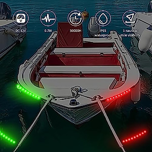 RVZONE Boat Navigation Lights, Navigation Lights For Boats Led, Boat Lights For Night Fishing, Boat Red and Green Bow Lights, Deck Lights for Marine, Yacht, Kayak, Bass Boat, Pontoon Boat