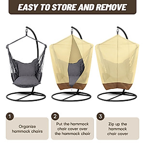 HEPOVER Hanging Hammock Chair Cover 46 Inch Outdoor Patio Hammock Swing Chair Cover 420D Waterproof Swing Egg Chair Cover with Zipper