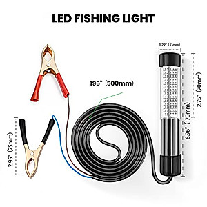 LED Night Fishing Light 12V 108 LEDs 10.8W Underwater Night Fishing Finder Light, 1080LM Green Submersible Fishing Attracting with 5M Power Cord