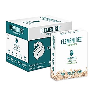 Elementree Sustainable Printer Paper Case, 8.5 x 11 White, 5 Reams, 2500 Sheets of 20lb Printing Paper, Made in the USA (00918C)