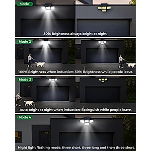 Mokot Solar Outdoor Lights, 288 LED IP65 Waterproof Motion Sensor Outdoor Lights with Remote Control, 4 Heads Solar Flood Lights for Garden Patio Yard Area Light - 2Pack
