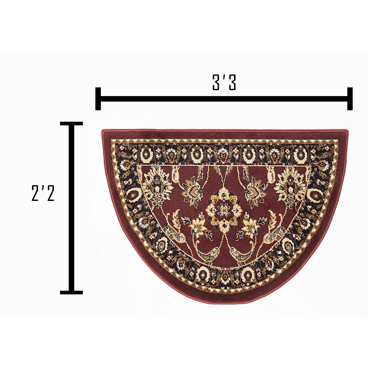 Great American Distributors Hearth Slice Fireplace Rug - Log Cabin Decor, Kitchen Carpet, Accent Rug, Fire Resistant Mat, Traditional Designs, 2'2" x 3'3" (Red/Black/Red)