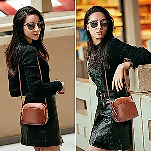 natyrlpog Crossbody Bag for Women Small, Cute Leather MINI Shoulder Purses, Fashion Messenger Phone Bag (brown)