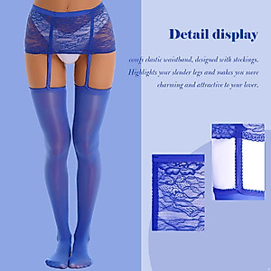 Oyolan Sexy Mini Skirt Lingerie for Women Sexy See Through Lace Skirt with Garter Belt Stockings White Large