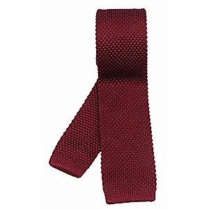 Kihatwin Men's Wine Red Eco-friendly Self Ties Extra Long Knitted Necktie Solid 58 Inches