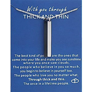 Ankiyabe Through Thick and Thin Necklace Sisters Best Friend Friendship Gift Couples Necklace Bridesmaid Tribe BFF Gift (Black and Silver)