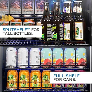 NewAir 24" Wine and Beverage Refrigerator Cooler, 20 Bottle and 70 Can Capacity, Built-in or Freestanding Dual Zone Fridge in Stainless Steel with Splitshelf