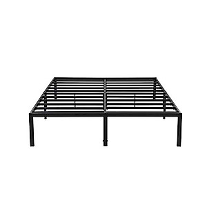 Sleeplace 14 Inch Heavy Duty Steel Slat Bed Frame/Non-Slip/Under-Bed Storage/No Box Spring Needed/No Squeaking/Bedroom Basic/Modern, Black, King