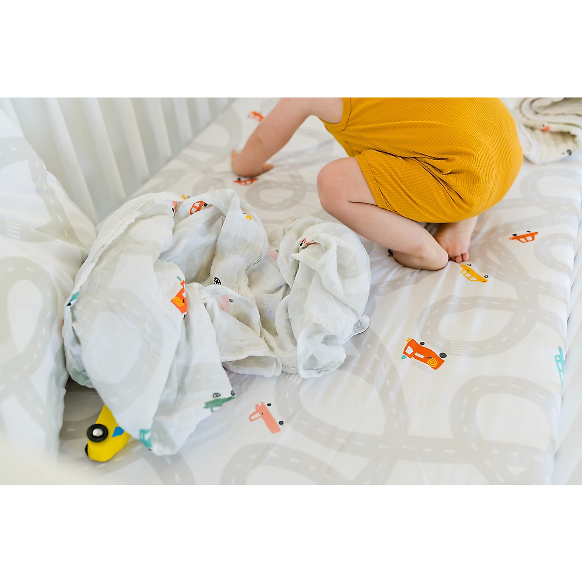ADDISON BELLE – 2 Pack Swaddle Blanket – 100% Muslin Cotton Newborn Swaddle for Baby Boy/Girl – Soft Lightweight Baby Wrap + Receiving Blanket – Unisex – 47” x 47” (Cars+Trains)