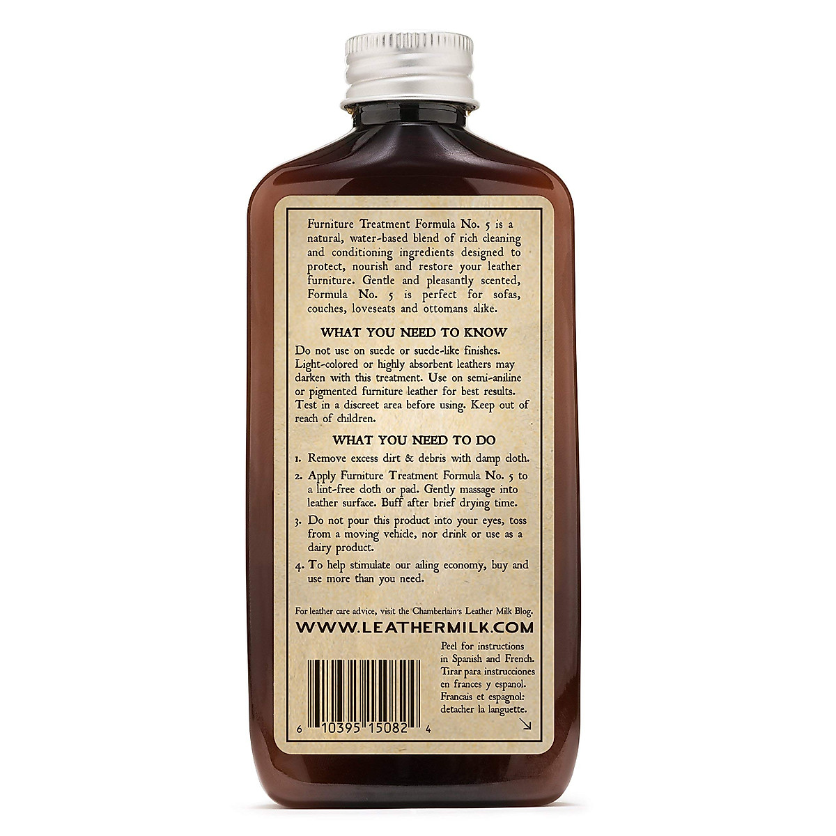 Chamberlain’s Leather Milk Furniture Treatment - All-Natural Leather Cleaner, Leather Conditioner for Couches and Living Room Furniture No 5, 6 Oz