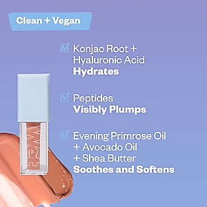 Kosas Wet Lip Oil Gloss - Hydrating Lip Plumping Treatment with Hyaluronic Acid & Peptides, Non-Sticky Finish (Unhooked)