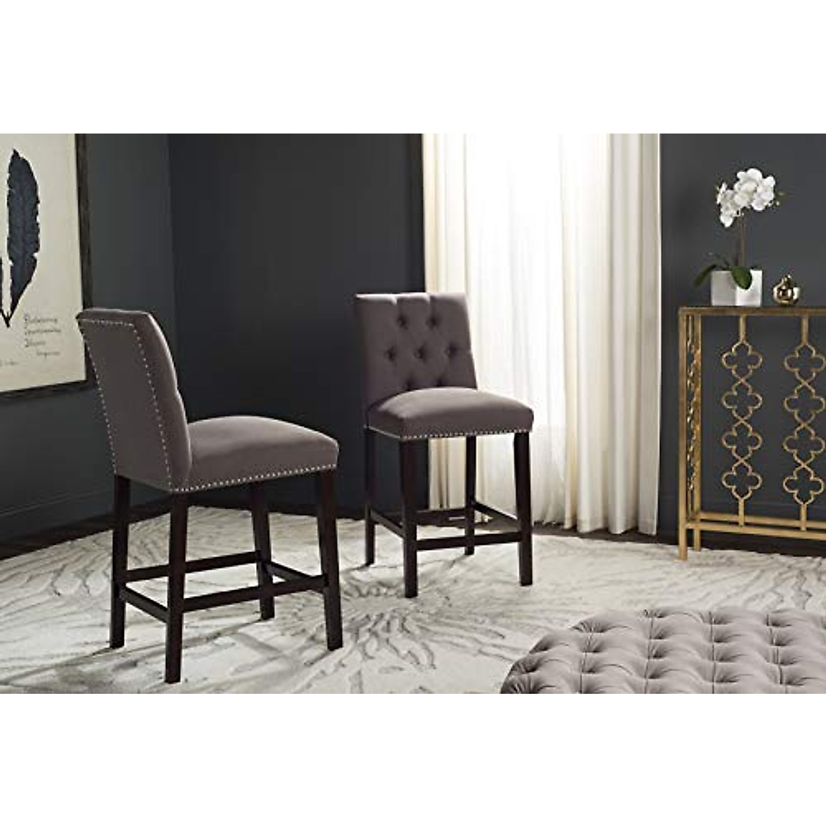 Safavieh Home Collection Norah Dark Taupe and Espresso Counter Stool (Set of 2)