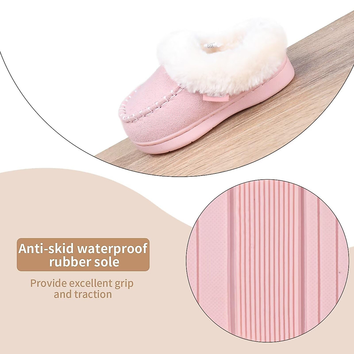 Toddler Kids House Shoes Slippers with Memory Foam Fuzzy and Warm Cozy Comfort Fleece Clog Slip On Sole Protection for Boys Girls Indoor Outdoor U422BBLFX217.SY-Pink-19.5
