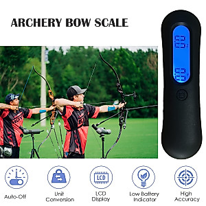 NATUMER Archery Bow Scale 110 lbs/ 50kg Hanging Handheld Scale Multifunctional Digital Tune Scale Peak Weight/Hold Weight with Clear LCD Display for Recurve/Compound Bow (Black)