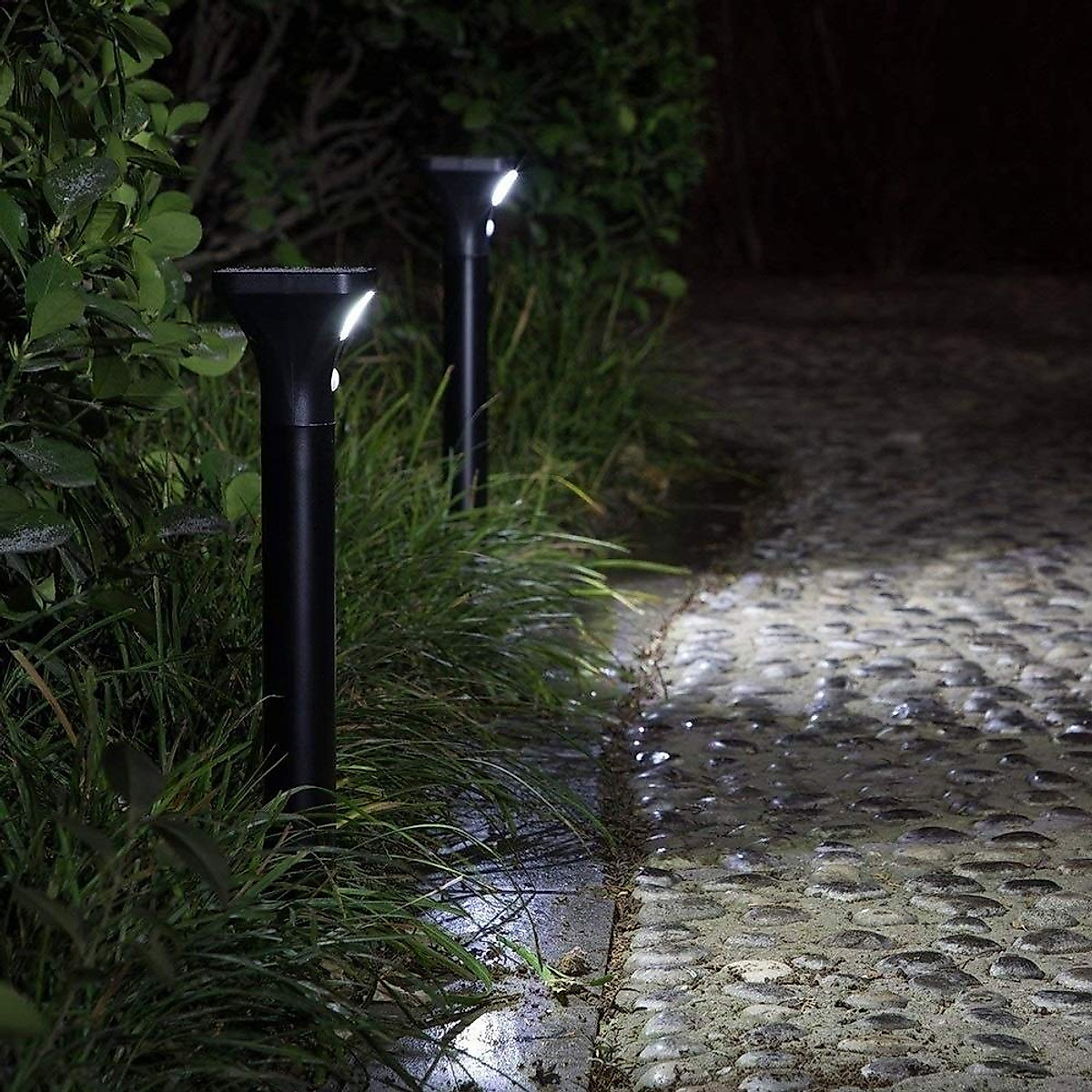 ZMY LED Solar Black Induction Pillar Light Outdoor Garden Lawn Post Lighting Landscape Home Column Lantern Waterproof Modern Simple Aluminum Pathway Fixture