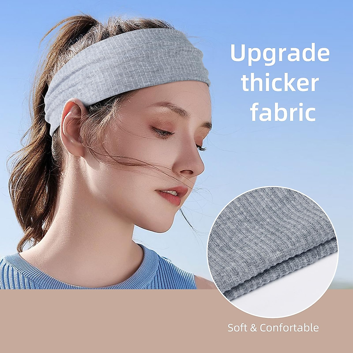 Headbands for Women Wide Non Slip Boho Head Bands Soft Elastic Thick Hairbands Fashion Workout Yoga Hair Accessories, 6 Pack