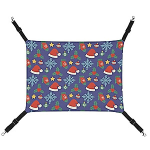 Christmas Hats Pattern Pet Hammock Comfortable Adjustable Hanging Bed for Small Animals Dogs Cats Hamster