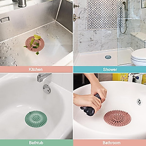 Hair Catcher Shower Drain Covers, 5 Pack Durable Silicone Bathtub Hair Stopper, Easy to Install and Clean, for Bathroom Tub Shower and Sink