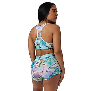 PSD Women's World Currency Sports Bra, Multi, S