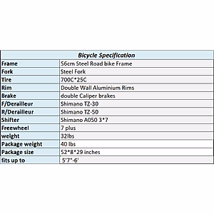 EUROBIKE OBK XC560 Road Bike 700C Wheels 54cm Frame for Men 21 Speed City Commuter Bicycle Complete Racing Bikes (Silver)