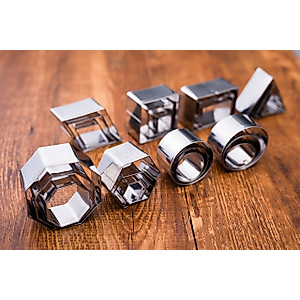 SurgeHai Geometric Shape Cutters Mini Cutters Including Hexagon, Square, Circle, Oval, Diamond Molds for Fondant, Clay–Stainless Steel, 24 Pcs Set