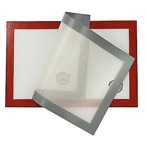 WildCow Silicone Baking Mats Quarter Sheet Toaster Oven Pan Liner Small, Set of 2 (Thick 11 3/4” x 8 1/4"), Nonstick Reusable Cooking Mats