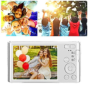 4k Digital Camera, Portable Compact Camera, 2.8 inch Screen, 16X Digital Zoom, 48 Megapixels, 4k Video Resolution, Built in Fill Flash, Suitable for Teenage Beginners (Silver)