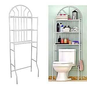 OCASAMI 3-Shelf Over The Toilet Organizer Metal Bathroom Organizer Over Toilet, 3-Tier White Toilet Shelf Organizer Freestanding Storage Space Saver Shelf 69.7x25.6x13.4inch | US Stock