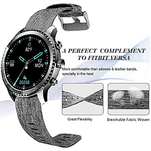Lamshaw GT01 Smartwatch Band, Breathable Nylon Woven Fabric Replacement Accessory Strap Compatible for Dirrelo GT01 / LETSCOM GT01 1.55" / Hamile Smart Watch/Fitpolo GT01 Smartwatch (Gray)