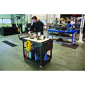Rubbermaid Commercial Products Heavy Duty Adaptable Utility/Service Cart, Medium, 500 lb. Capacity, Black, for Warehouse/Garage/Cleaning/Maintenance