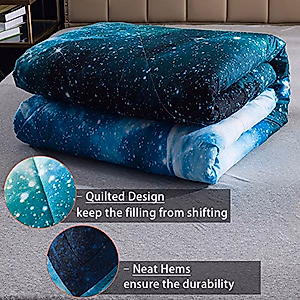 Litanika 3D Galaxy Comforter Twin(66x90lnch), 2 Pieces(1 Galaxy Comforter, 1 Pillowcase), Universe Outer Space Comforter, Microfiber Bedding Set for Boy Girl Kid Teen